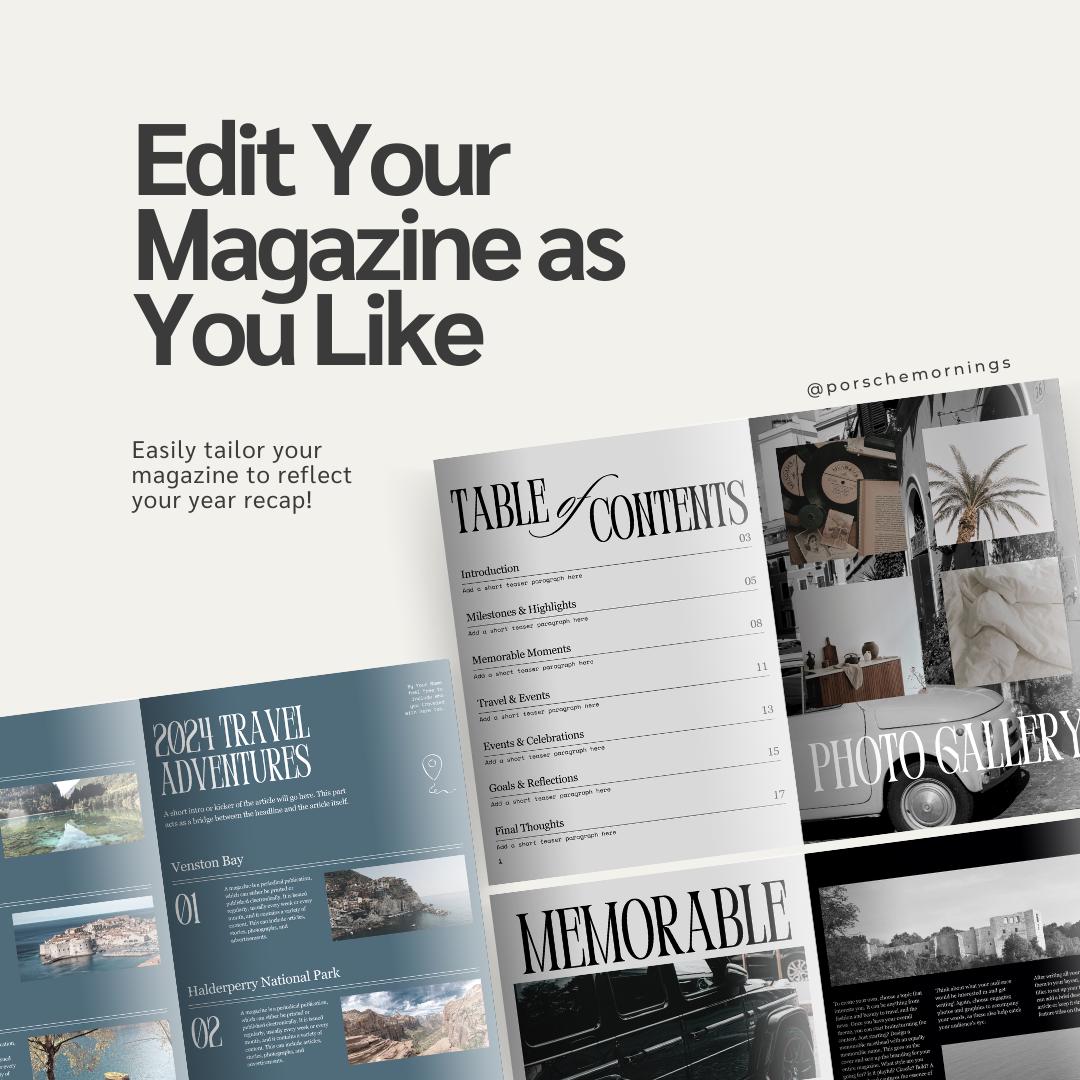 2025 Year in Review Magazine Template | Editable Canva Template ...