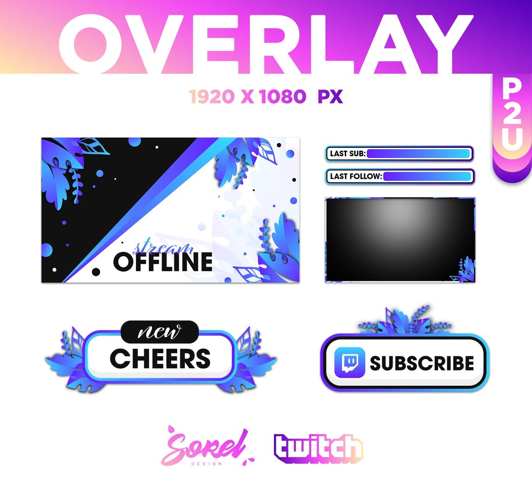 Overlay Twitch Blue, Purple Leaves / Twitch Pack / Panels / Alertes - Etsy