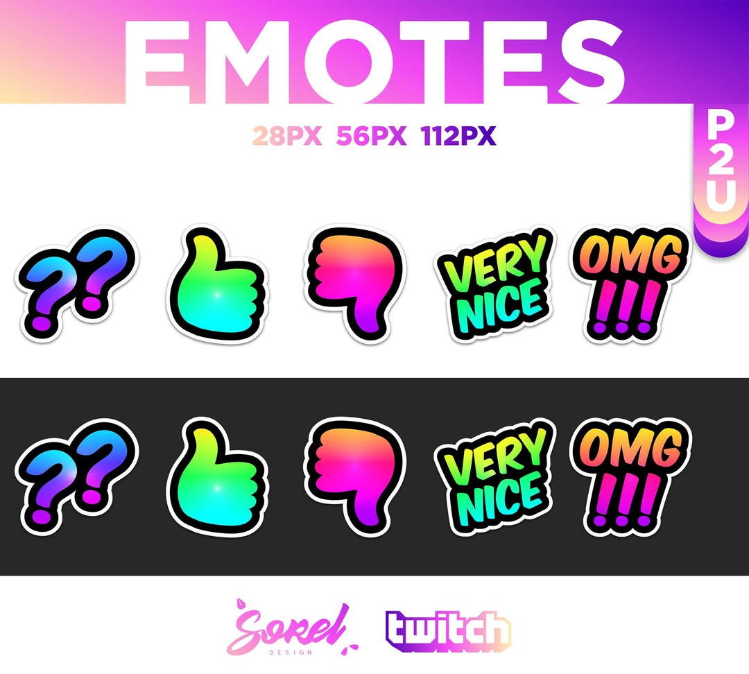 5 Text/omg Emotes / / Red Thumb / Green Thumb / Very Nice / - Etsy