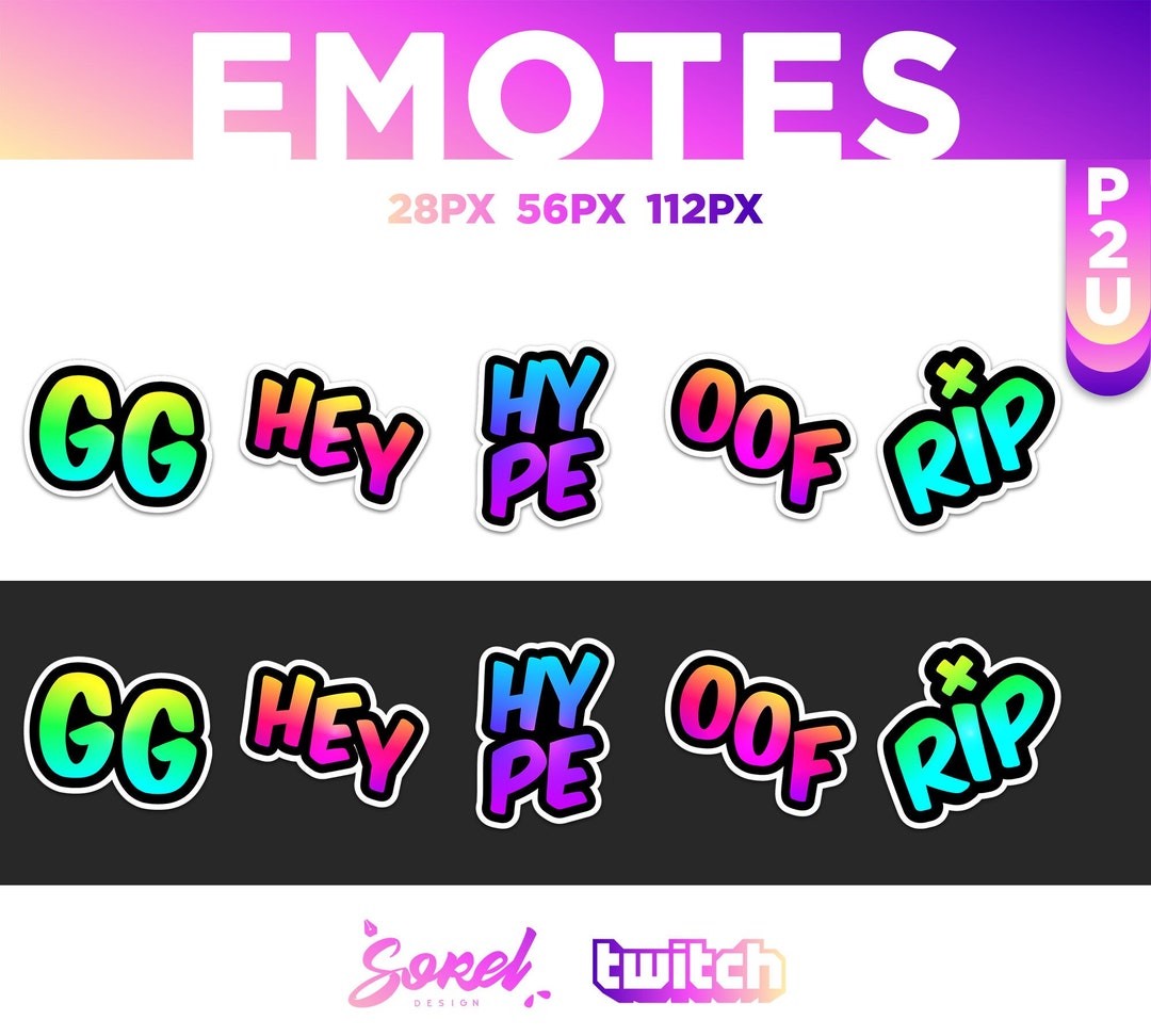 5 Text Emotes /GG /hey /hype /rip /oof/ - Etsy