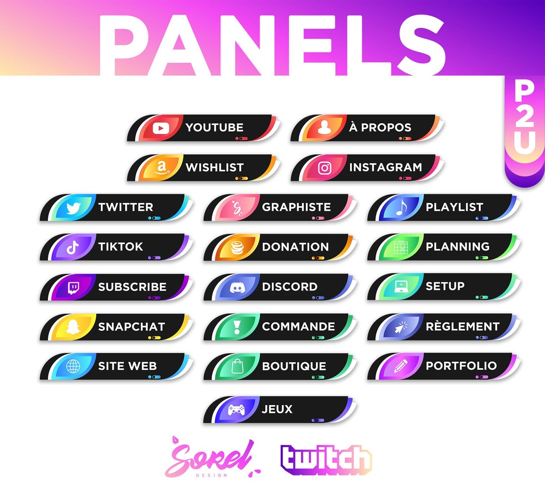 20 French Colored Twitch Panels / Twitch Panels / Button Under French ...