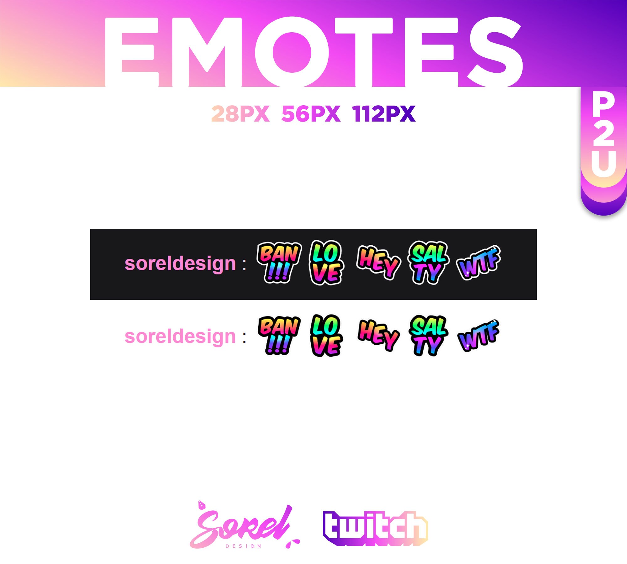 5 Twitch Text Emotes RGB Pack / Ban / Salty / Love / Wtf / Hey - Etsy UK