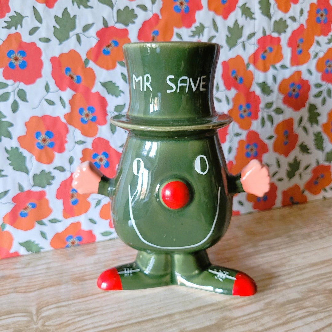 Rare Vintage Mr Men mr Save Novelty Money Box Piggy Bank Vintage Roger ...