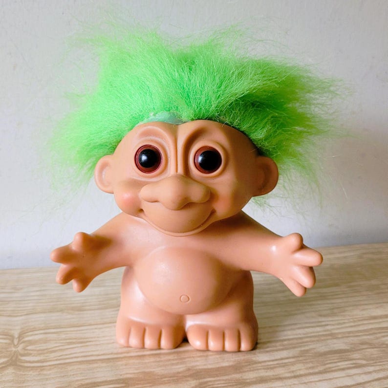Vintage Russ Troll Coin Bank, Green Hair Gonk Doll, 1980s Collectible ...