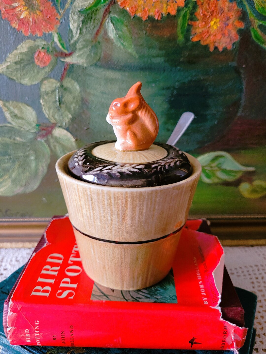 Rare Mid Century Ceramic Squirrel Honey Preserve Jam Storage Jar ...