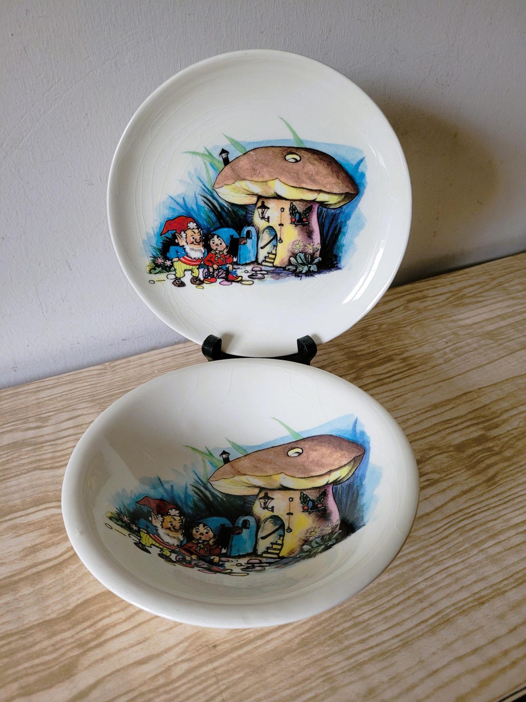 Vintage Noddy & Big Ears Plate and Bowl Set: Toyland Mushroom House - Etsy