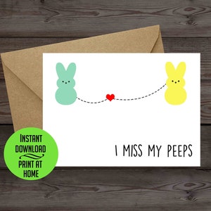 Miss You Card, Quarantine Card, Printable Peeps Card, Digital PDF Card ...