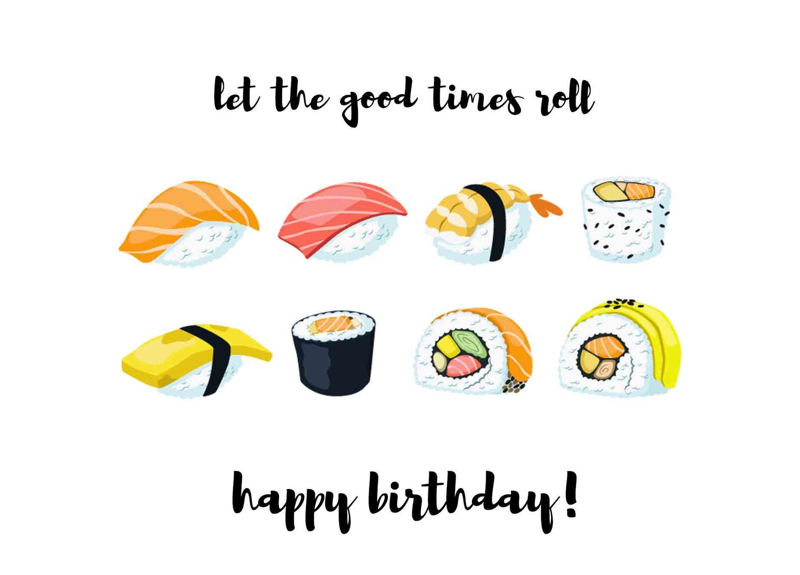 Birthday Card Funny Birthday Card Sushi Birthday Digital - Etsy