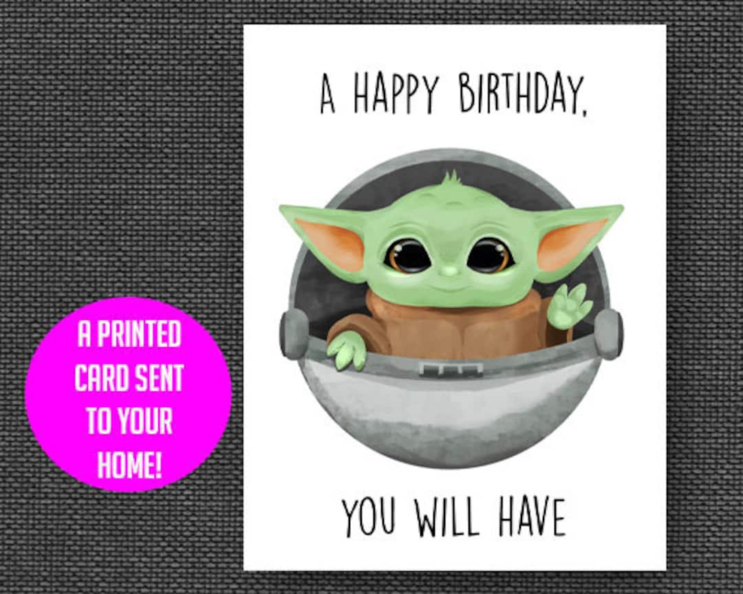 Grogu Birthday Card, Baby Yoda Birthday Card, Funny Birthday Card, Star ...