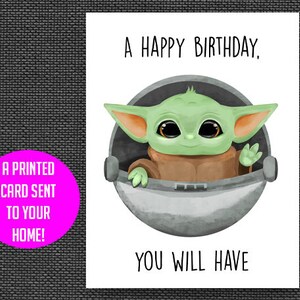 Grogu Birthday Card, Baby Yoda Birthday Card, Funny Birthday Card, Star ...