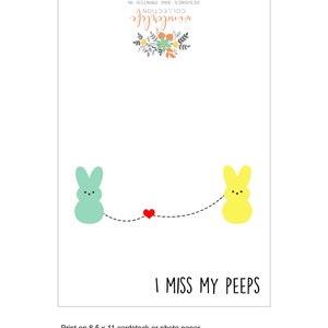 Miss You Card, Quarantine Card, Printable Peeps Card, Digital PDF Card ...