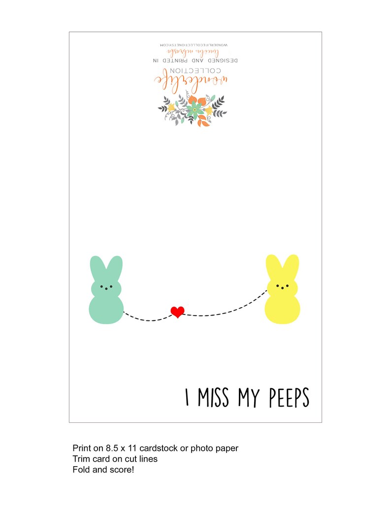 Miss You Card Quarantine Card Printable Peeps Card Digital - Etsy