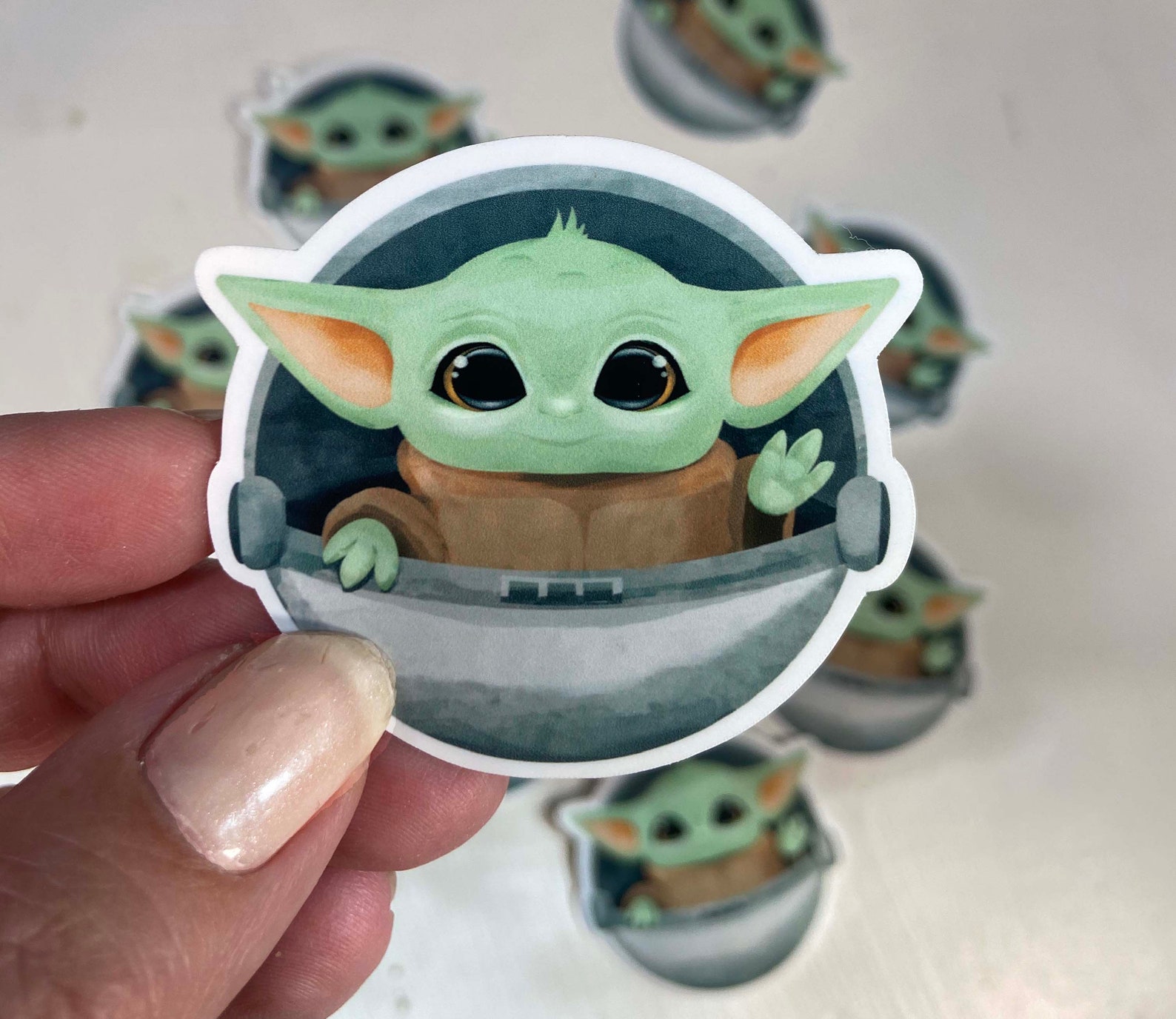Baby Yoda Glossy Die Cut Sticker Grogu Sticker Cute Baby - Etsy