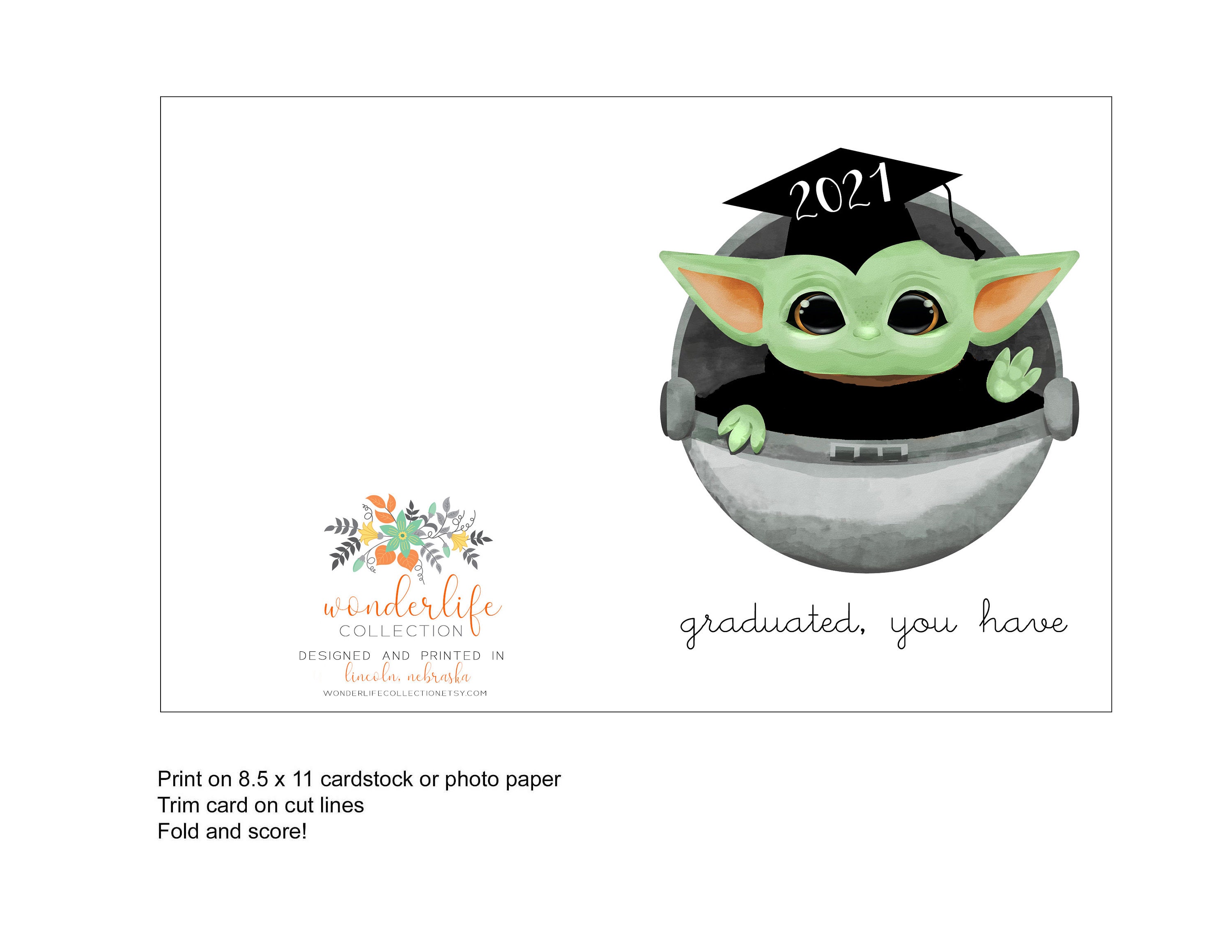 Grogu graduation card Baby Yoda grad card printable card | Etsy