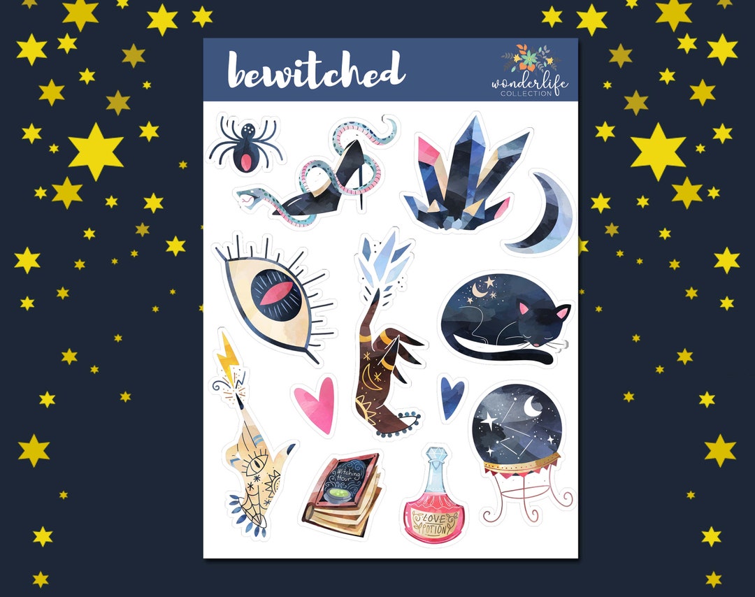 Bewitched Sticker Sheet, Witch Stickers, Magical Witch, Halloween ...
