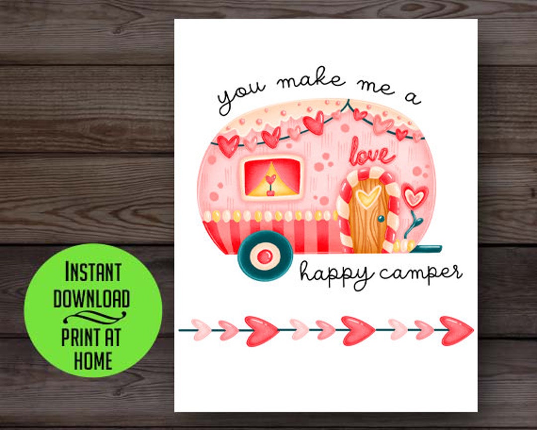 Camper Valentine's Day Card, Happy Camper Valentine, Punny Valentine ...