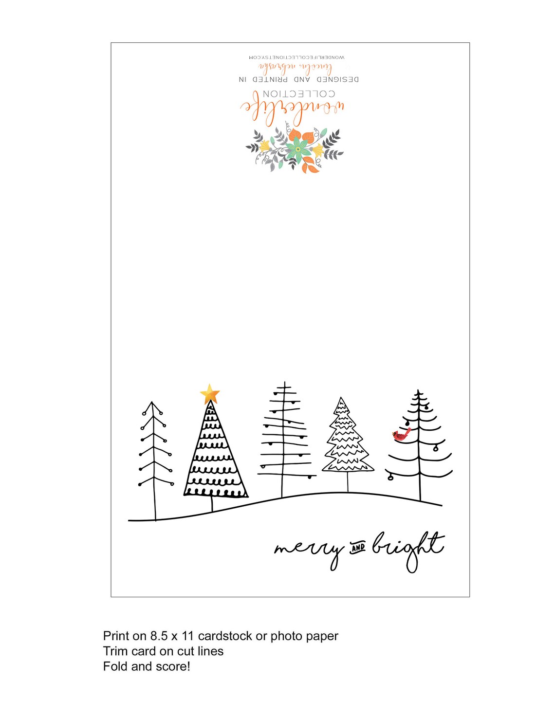 Minimalist Christmas Trees Card Tree Holiday Card Merry and - Etsy