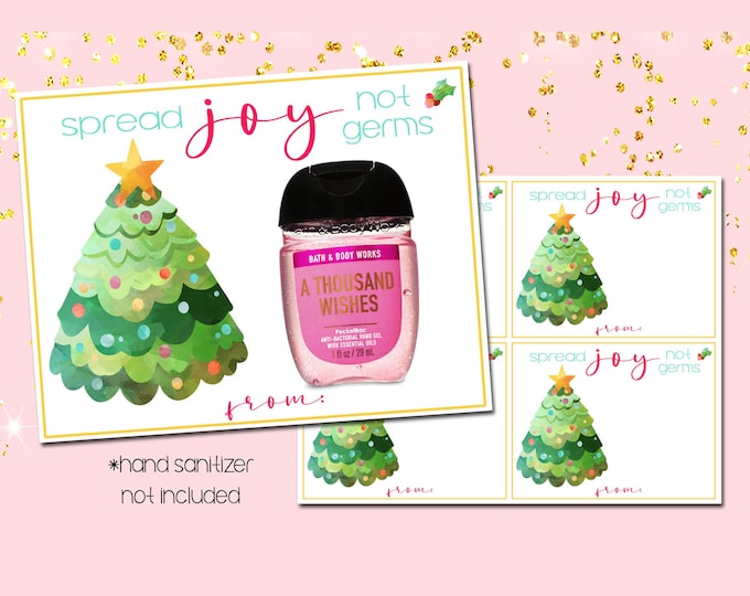 Printable Hand Sanitizer Gift Tag, Holiday Christmas Gift, for Teacher ...