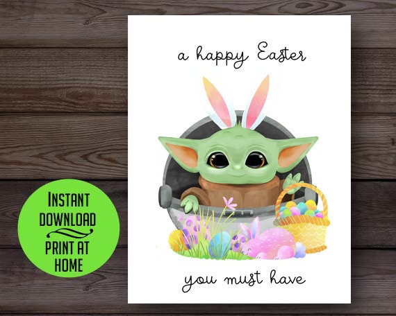 Grogu Easter Card Baby Yoda Easter Funny Easter Card Star - Etsy