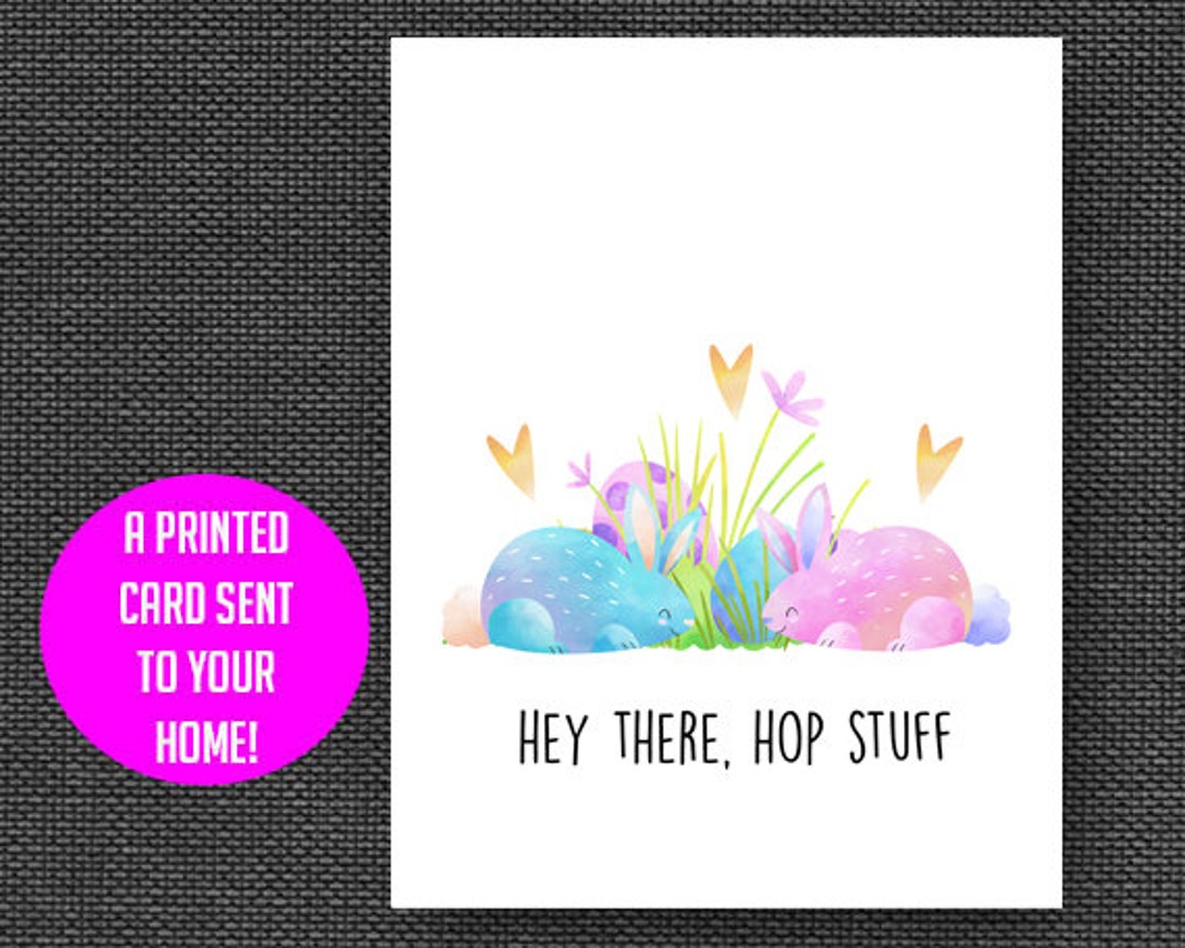 Hey There Hop Stuff Card, Easter Bunny Love Card, Watercolor Easter ...