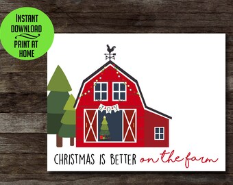 Farmhouse Christmas Card | Etsy