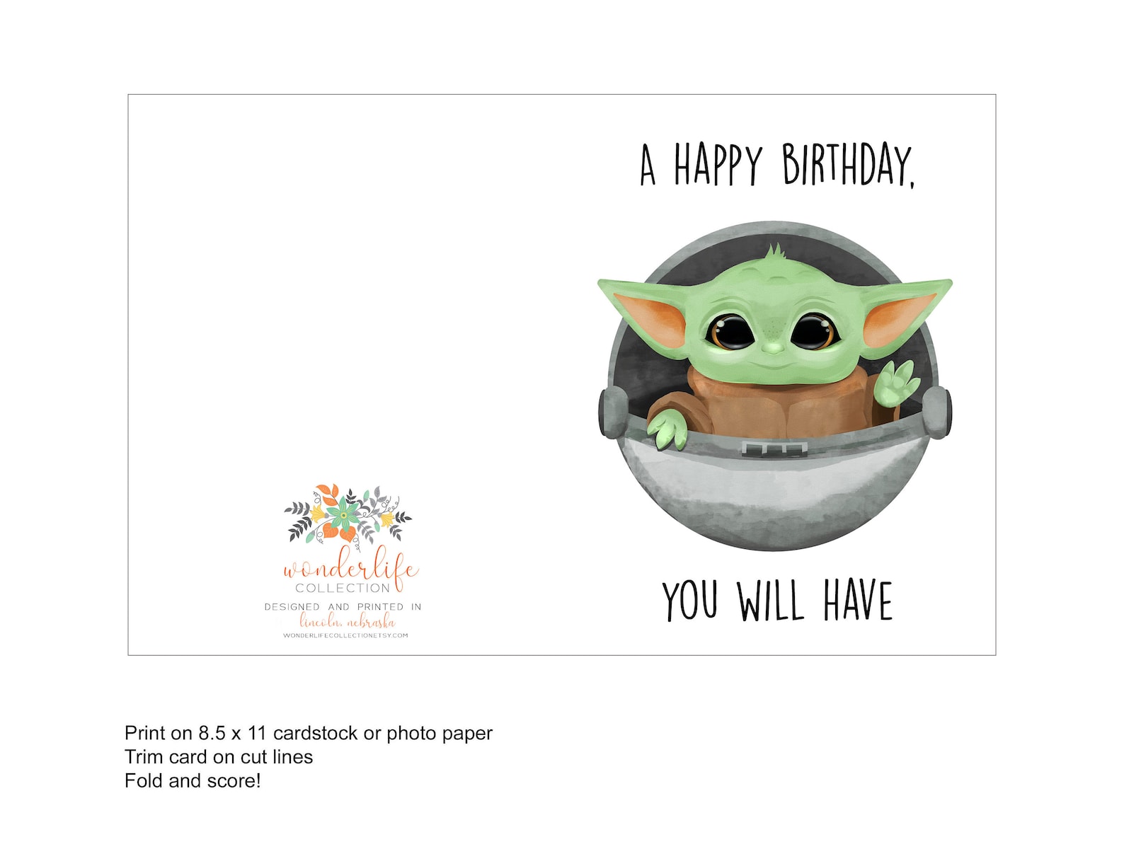 Grogu Birthday Card Baby Yoda Birthday Funny Birthday Card | Etsy New ...