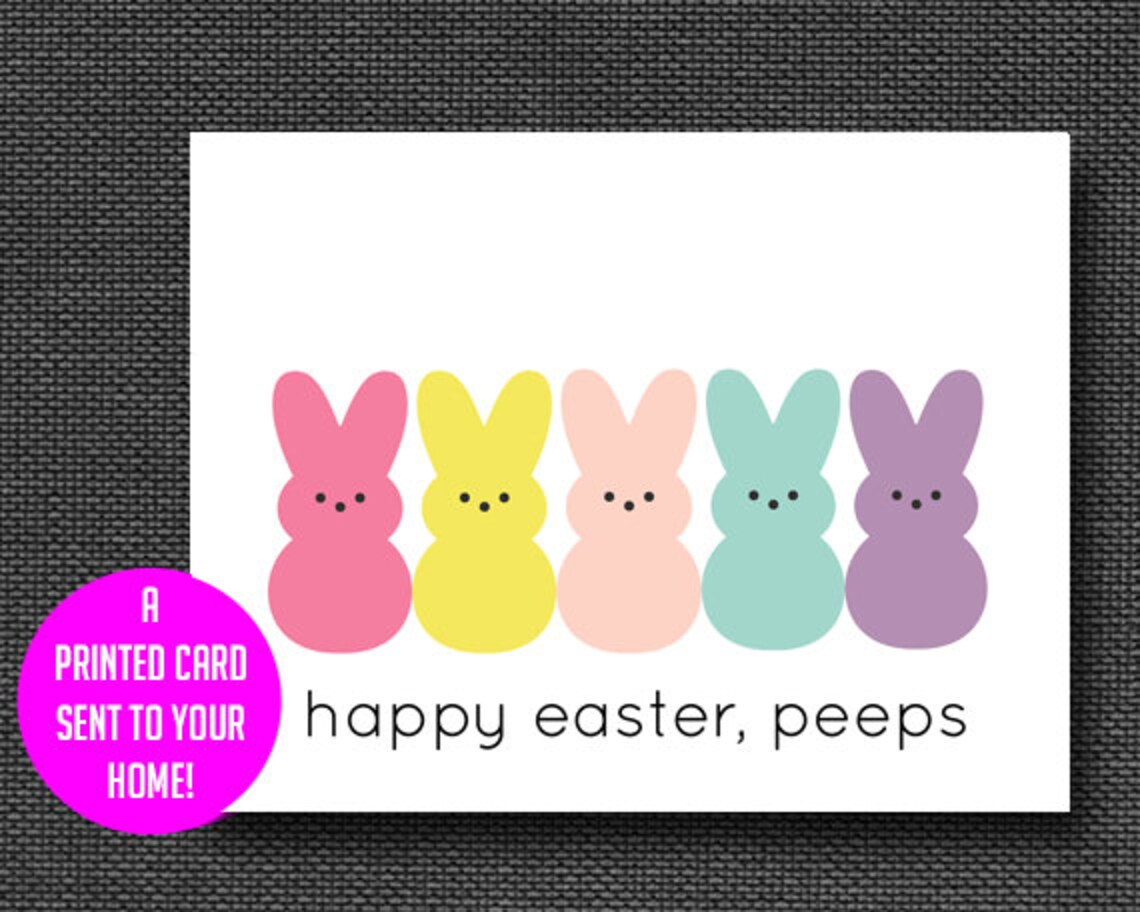 Easter card Easter peeps card happy Easter peeps cute | Etsy