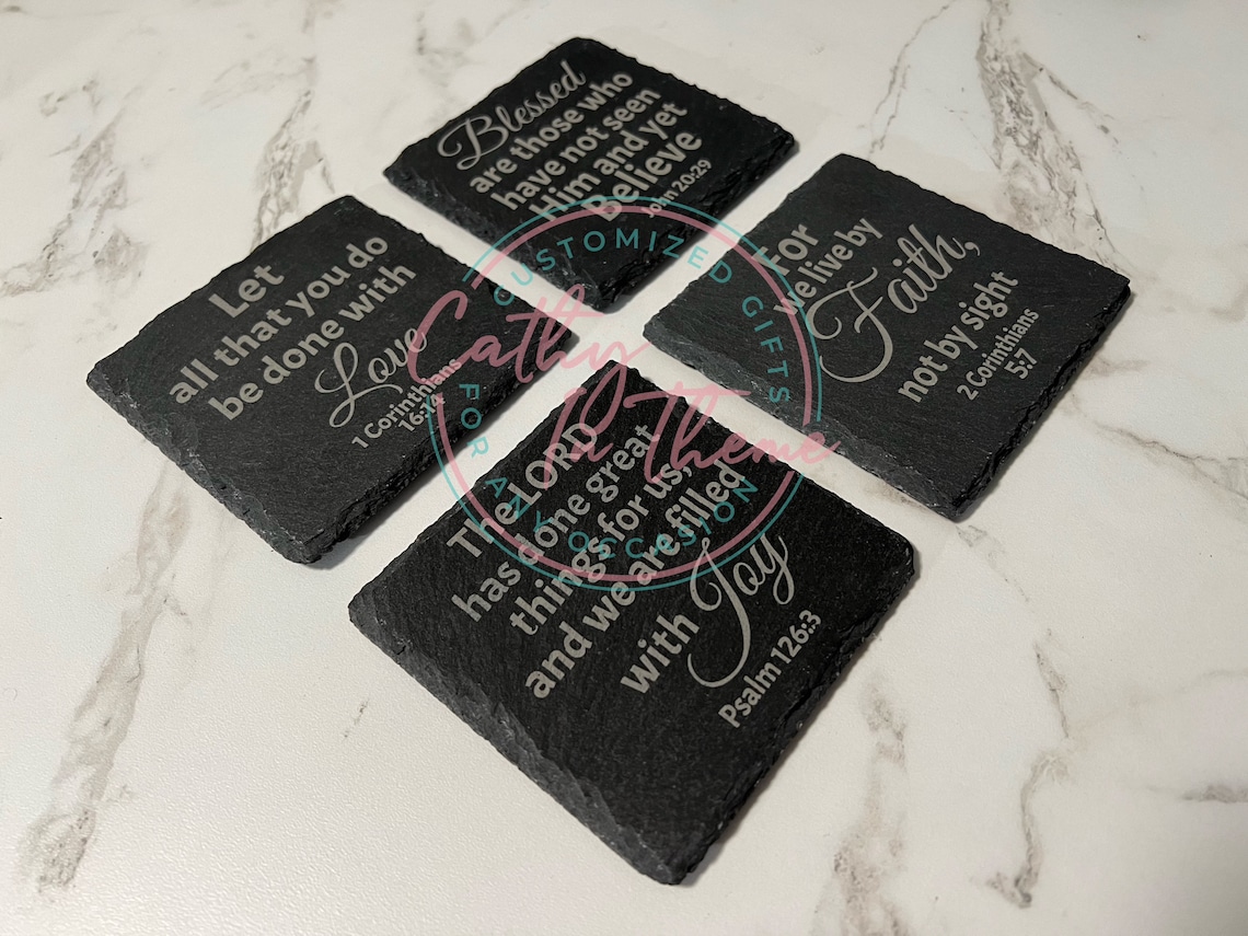 Set of 4 Coasters With Inspirational Bible Verses. Made of - Etsy