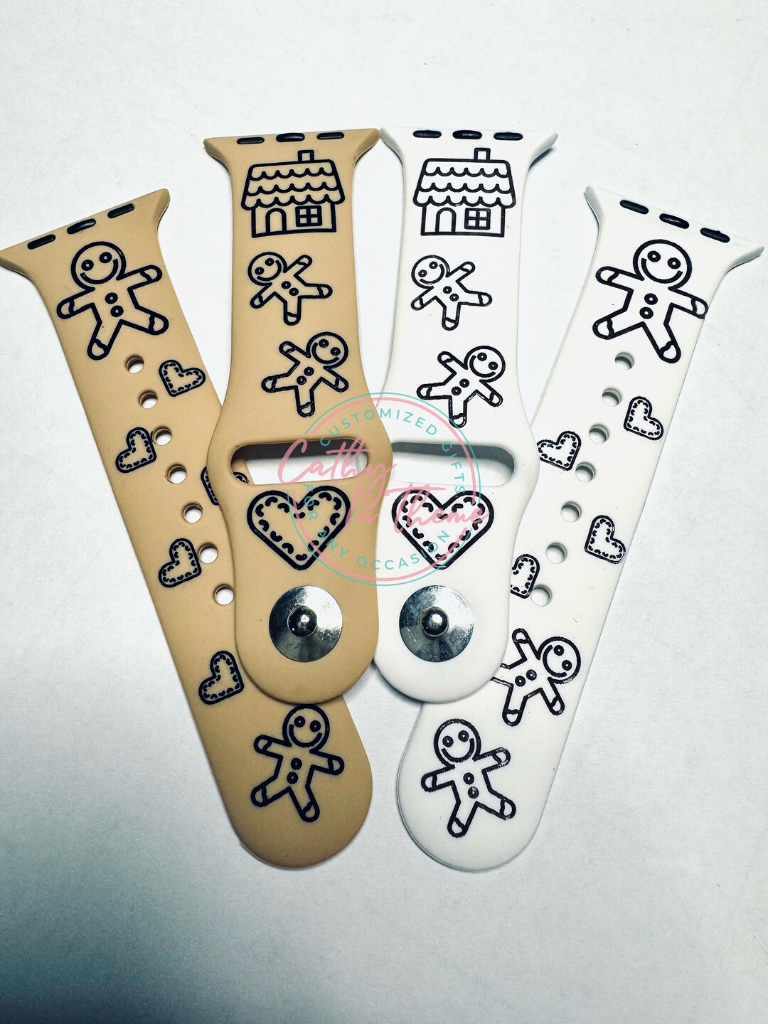 Gingerbread Man Silicone Laser Engraved Apple Watch Band, Christmas ...
