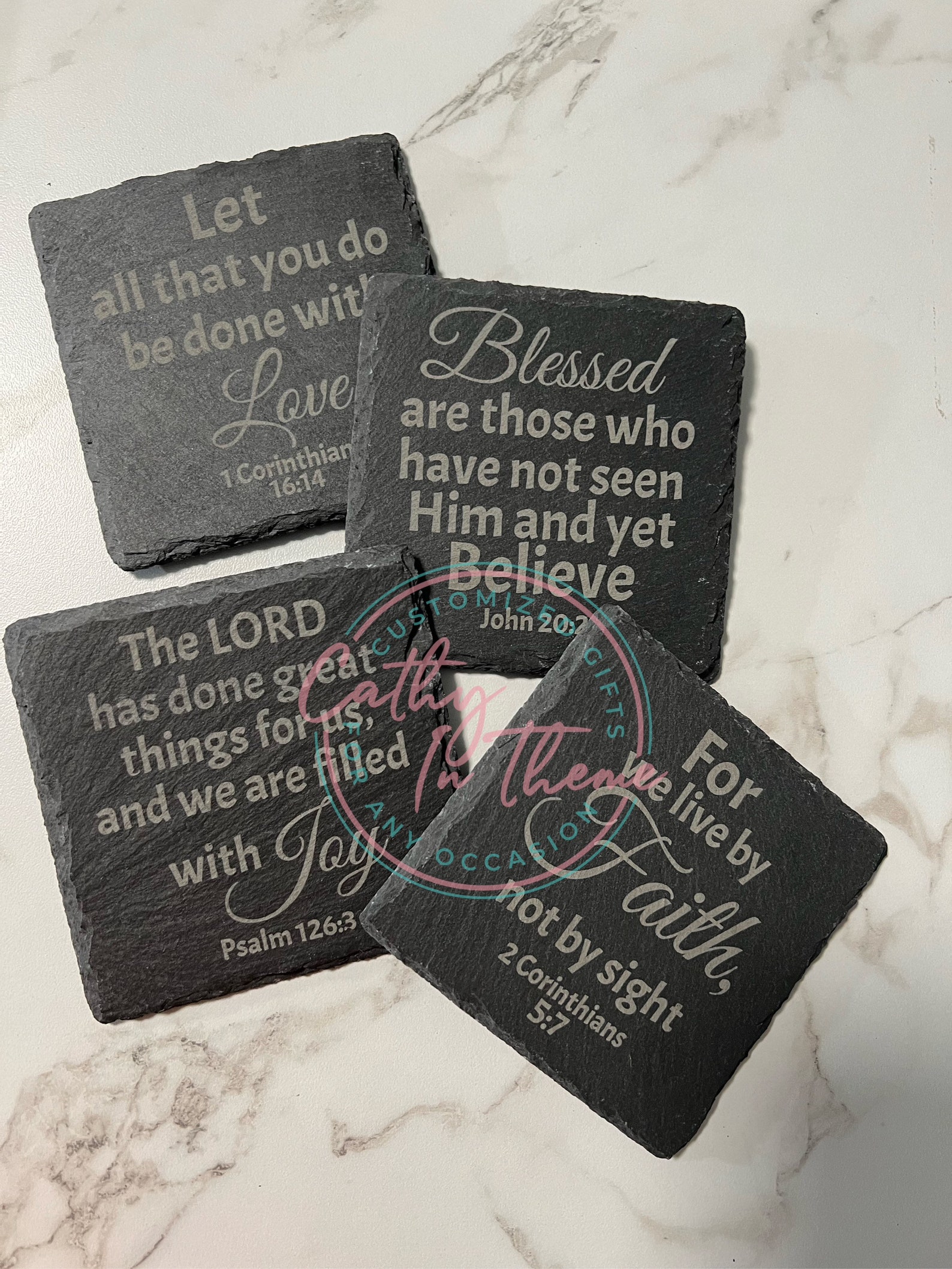 Set of 4 Coasters With Inspirational Bible Verses. Made of - Etsy