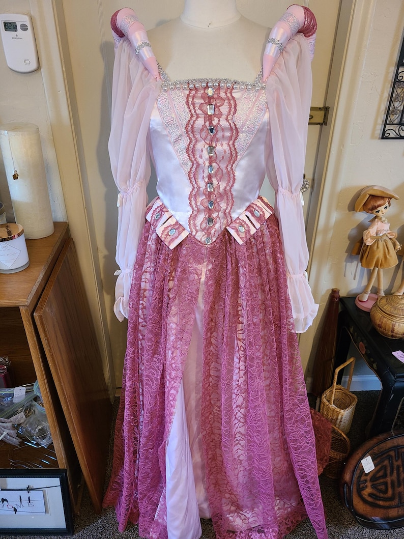 Renaissance Gown, Pink, Lace, Satin - Etsy