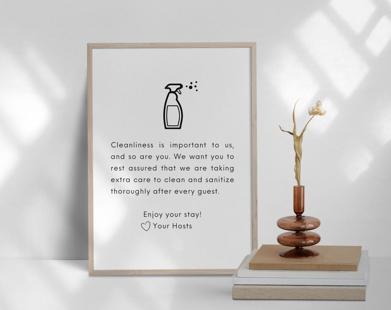 Airbnb Welcome Cleaning Sign Airbnb Sanitized Sign Rental - Etsy