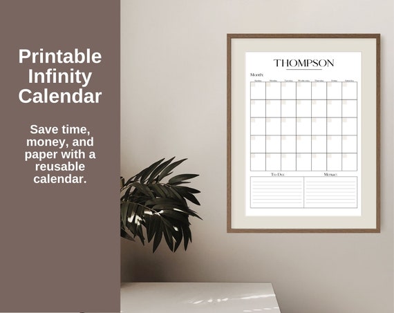 Personalized Printable Infinity Calendar Forever Calendar | Etsy