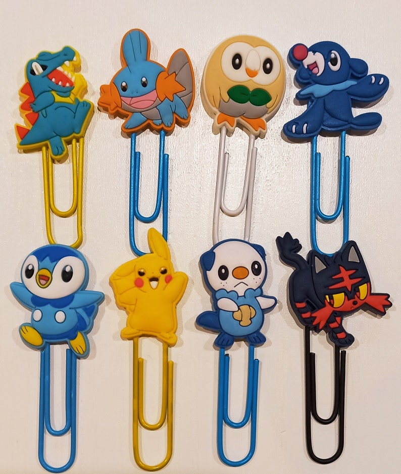 Pokemon Bookmark Paperclips X8 Pikachu Bulbasaur Charmander Squirtle ...