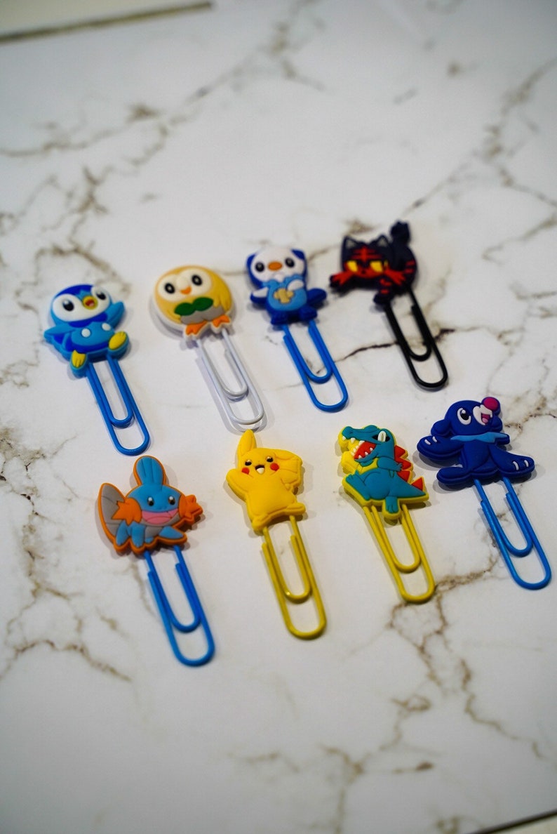 Pokemon Bookmark Paperclips X8 Pikachu Bulbasaur Charmander Squirtle ...