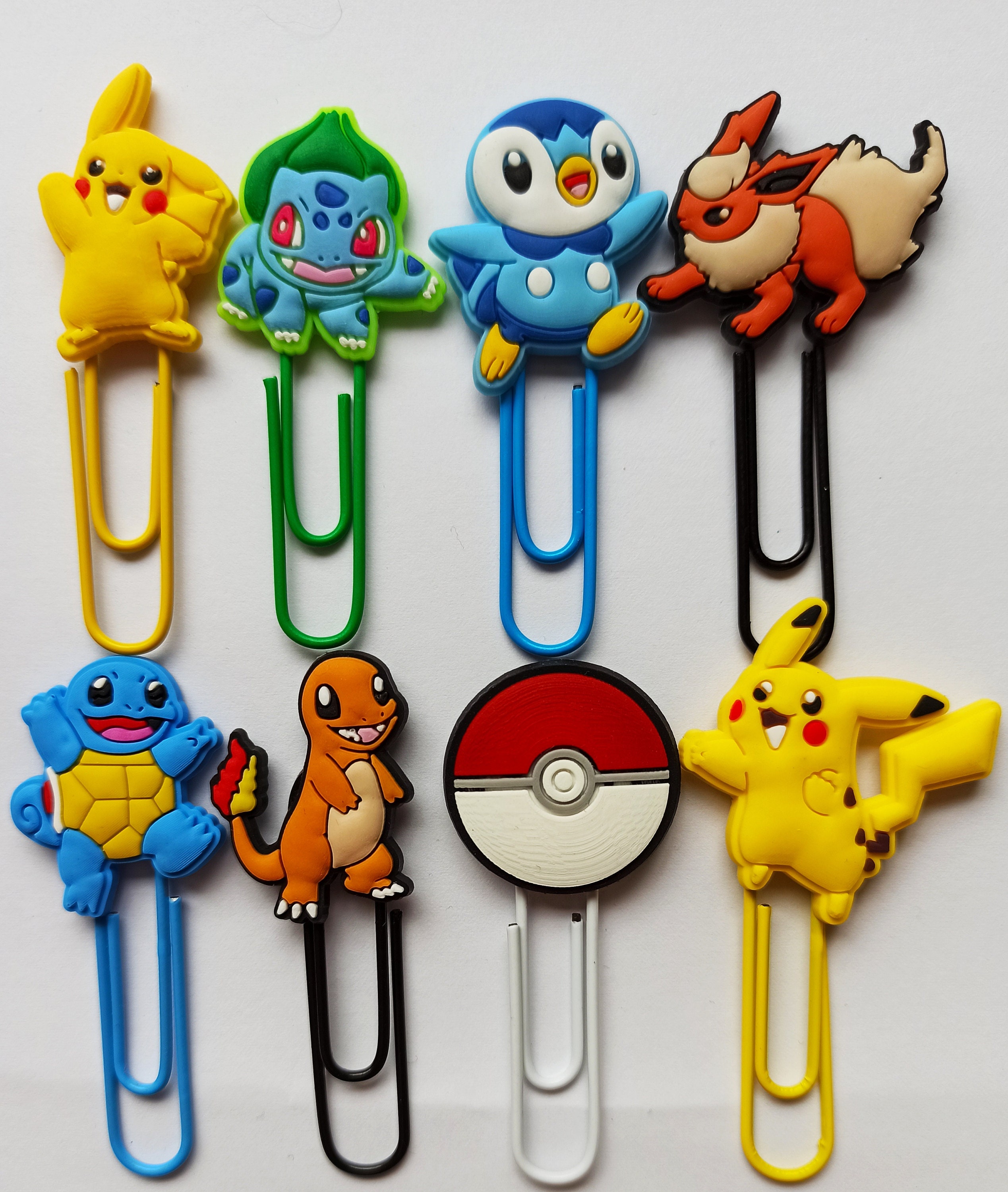 Pokemon Bookmark Paperclips X8 Pikachu Bulbasaur Charmander Squirtle ...
