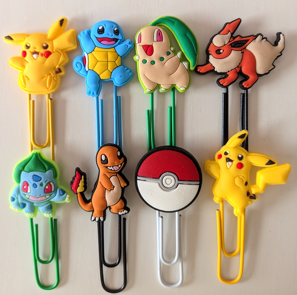 Pokemon Bookmark Paperclips X8 Pikachu Bulbasaur Charmander Squirtle ...