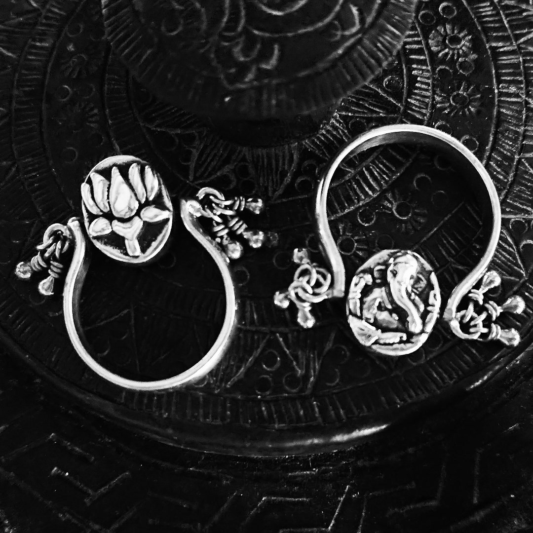 Ganesh Silver Ring, Swivel Ring, Mantra Lotus Flower Ring, Yoga Meditation Jewelry, Mystic Ring ...