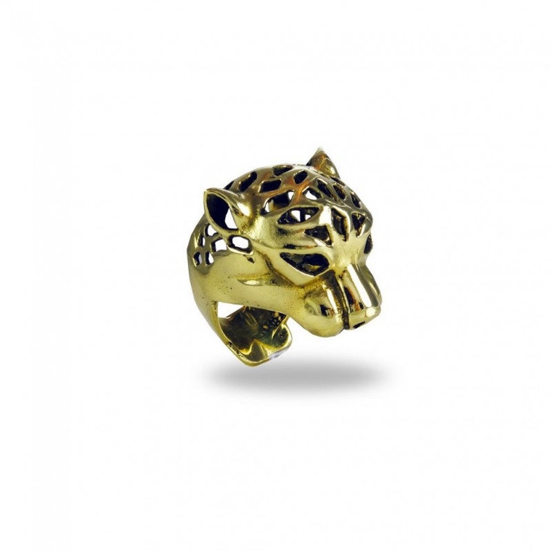 Brass Panther Head Ring, Golden Panther Ring, Tiger Ring, Leopard Ring ...
