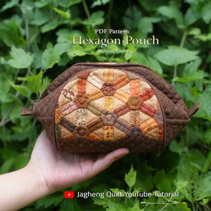 Hexagon Patchwork Pouch PDF Pattern & Tutorial(video in Youtube) - Etsy