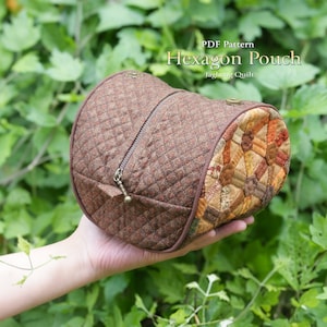 Hexagon Patchwork Pouch PDF Pattern & Tutorial(video in Youtube) - Etsy