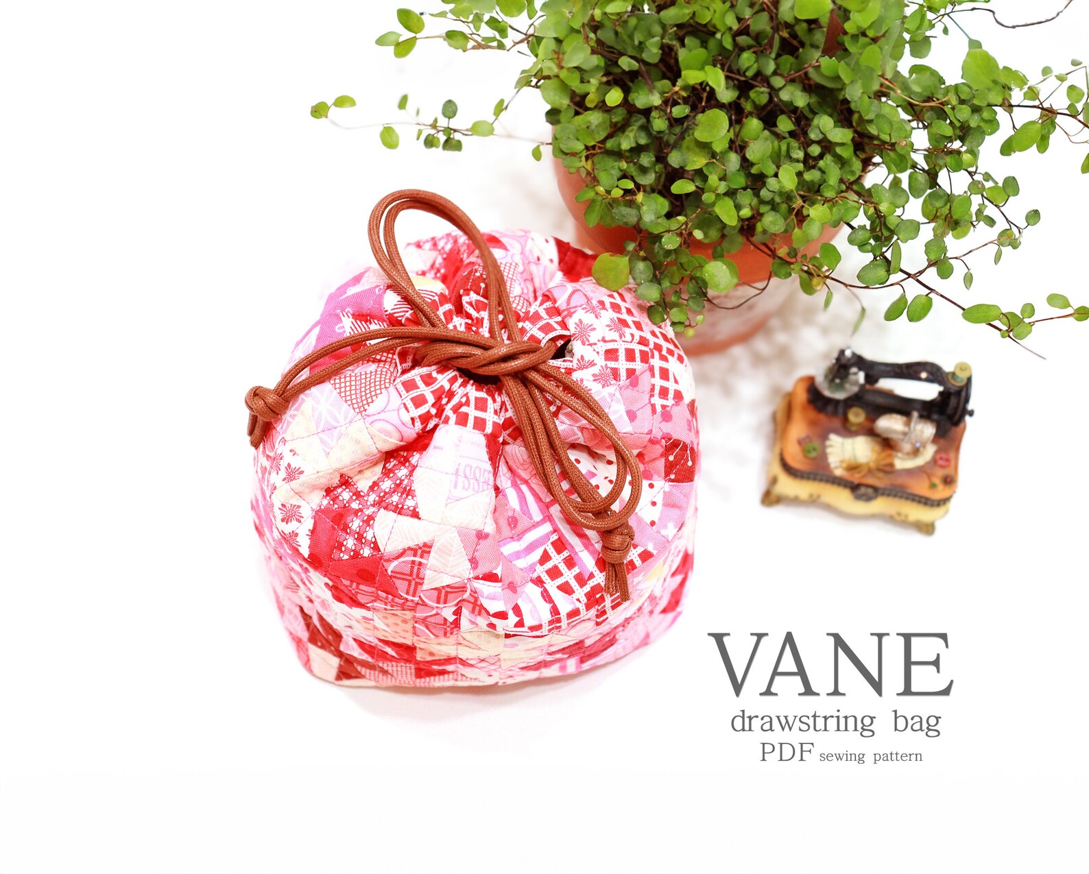 Drawstring Patchwork Bag : PDF Pattern WITHOUT Written Instructions ...