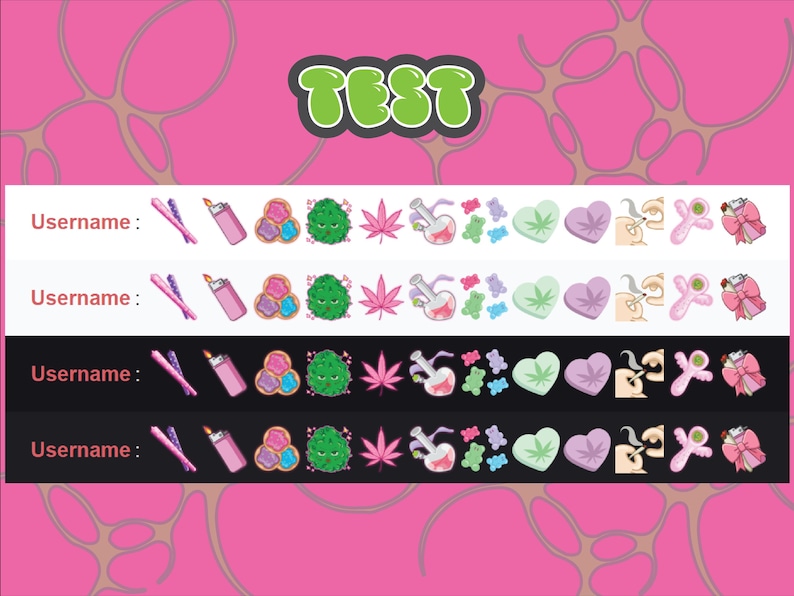 12 Pink Stoner Kit Emotes | Twitch Emotes | Discord Emotes | Meme Emote ...