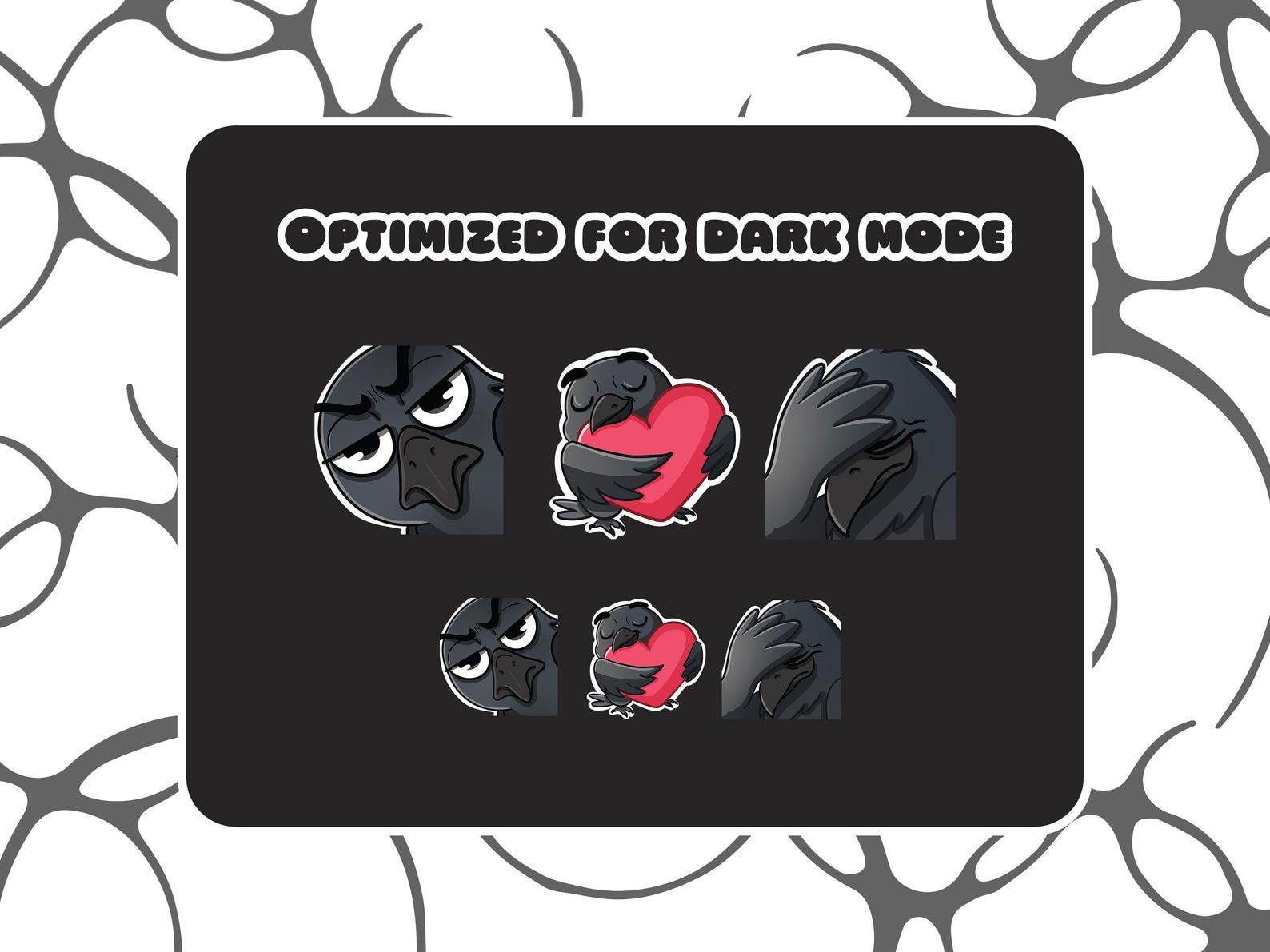 Raven Emote Bundle | Cute Cartoon Raven Emotes for Twitch Discord ...