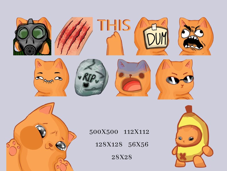 41 Cute Orange Cat Emote Bundle 10 Extra Emotes GIFT Emote Bundle Cat ...