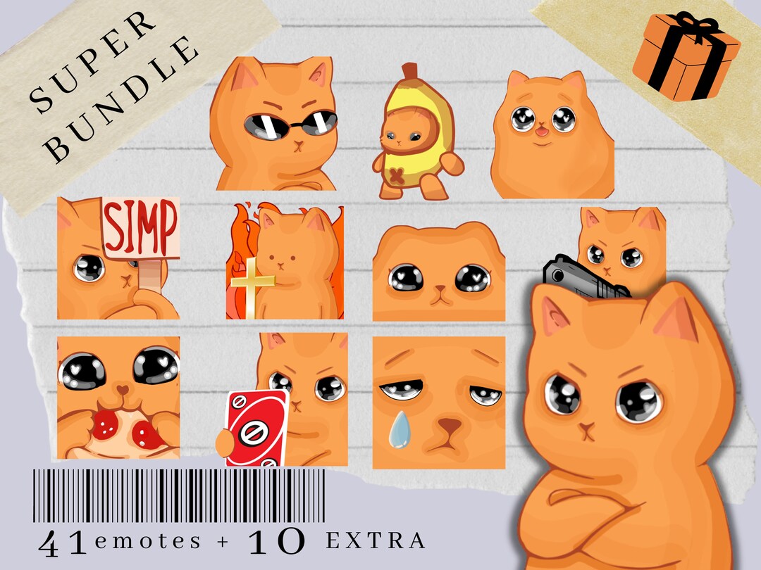 41 Cute Orange Cat Emote Bundle 10 Extra Emotes GIFT Emote Bundle Cat ...