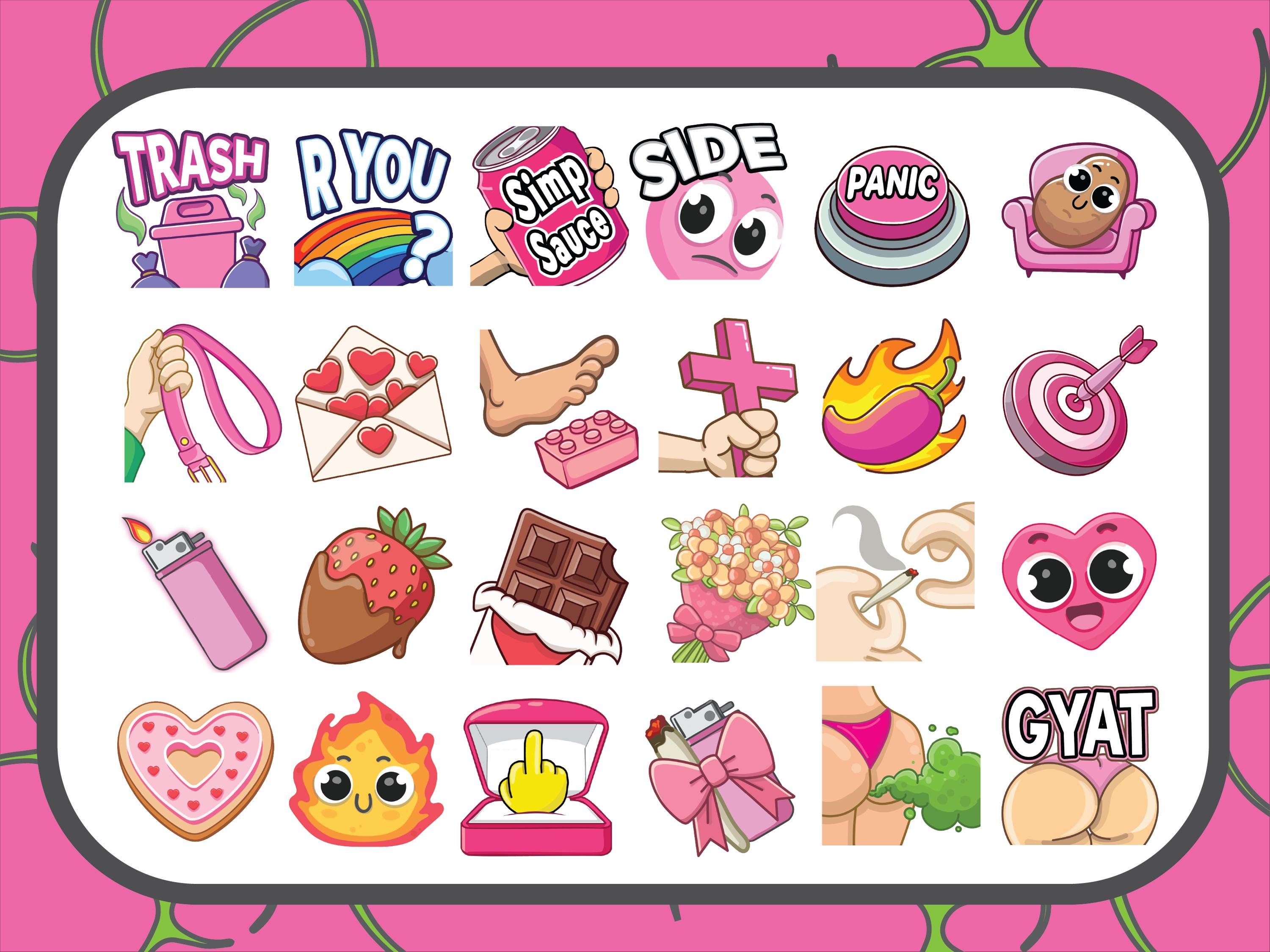 Pink Emote Pack – 70 Cute Emotes for Twitch & Discord | Kawaii Pink ...