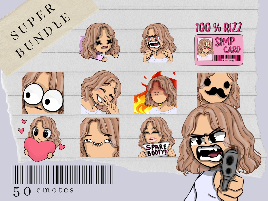 SUPER Emote Bundle Cute Chibi Blonde Girl Emote Bundle Emote Pack Emote ...