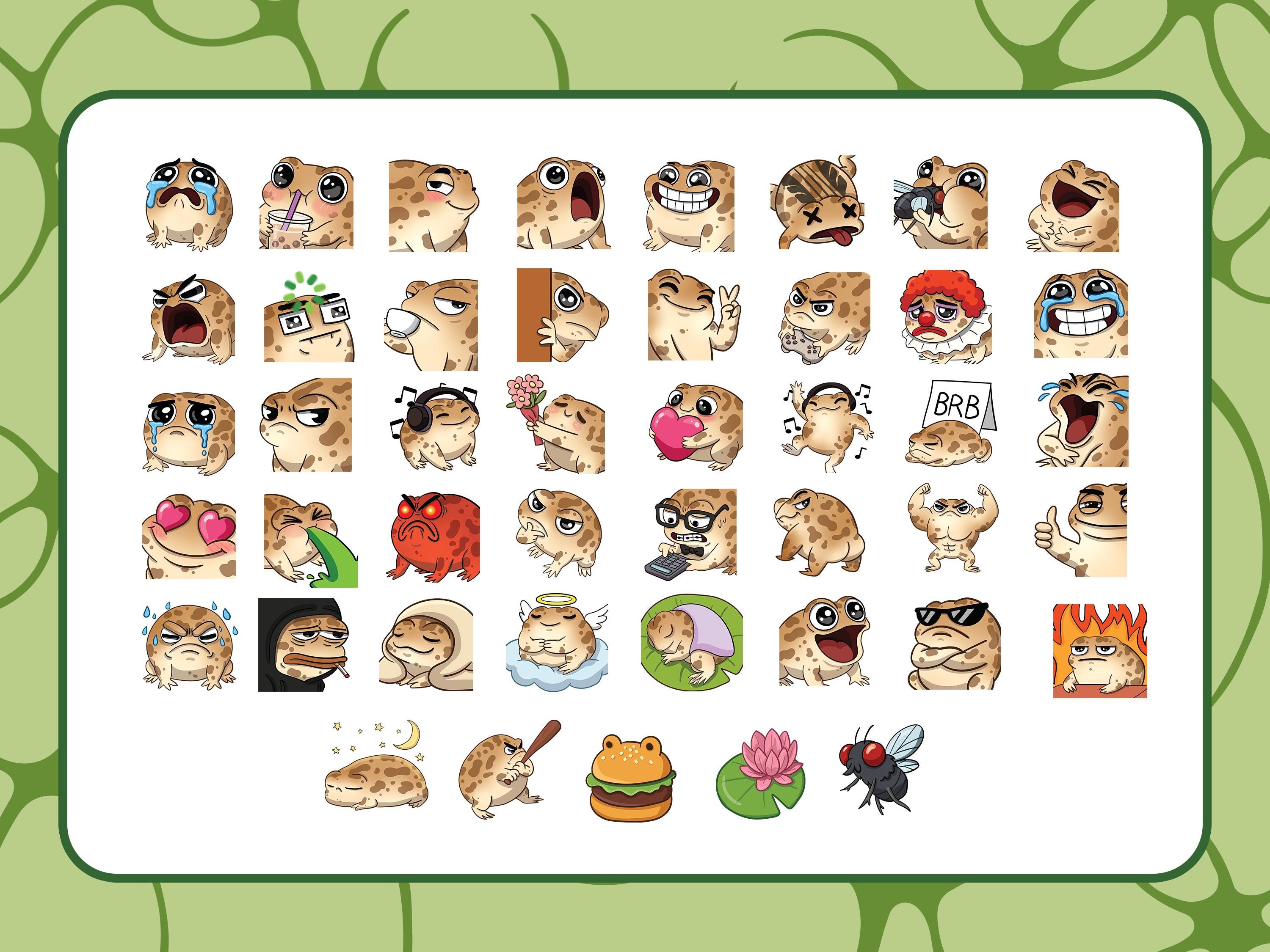 45 Forest Rain Frog Emotes | Cute Cartoon Frog Emotes for Twitch ...