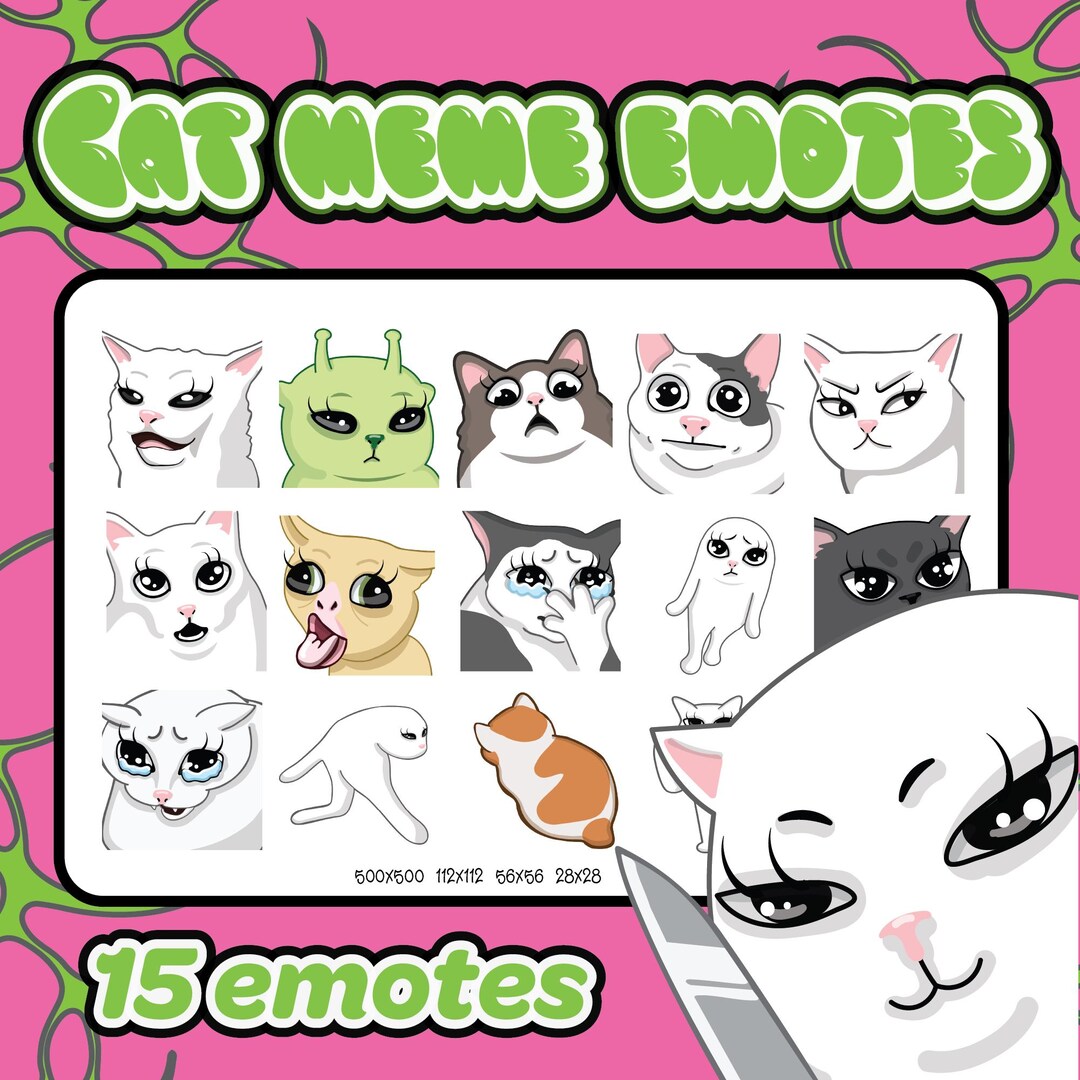 Twitch Emotes - 15 Meme Cat Emotes, Big Bundle Pt.1 | Funny Cat Emotes ...